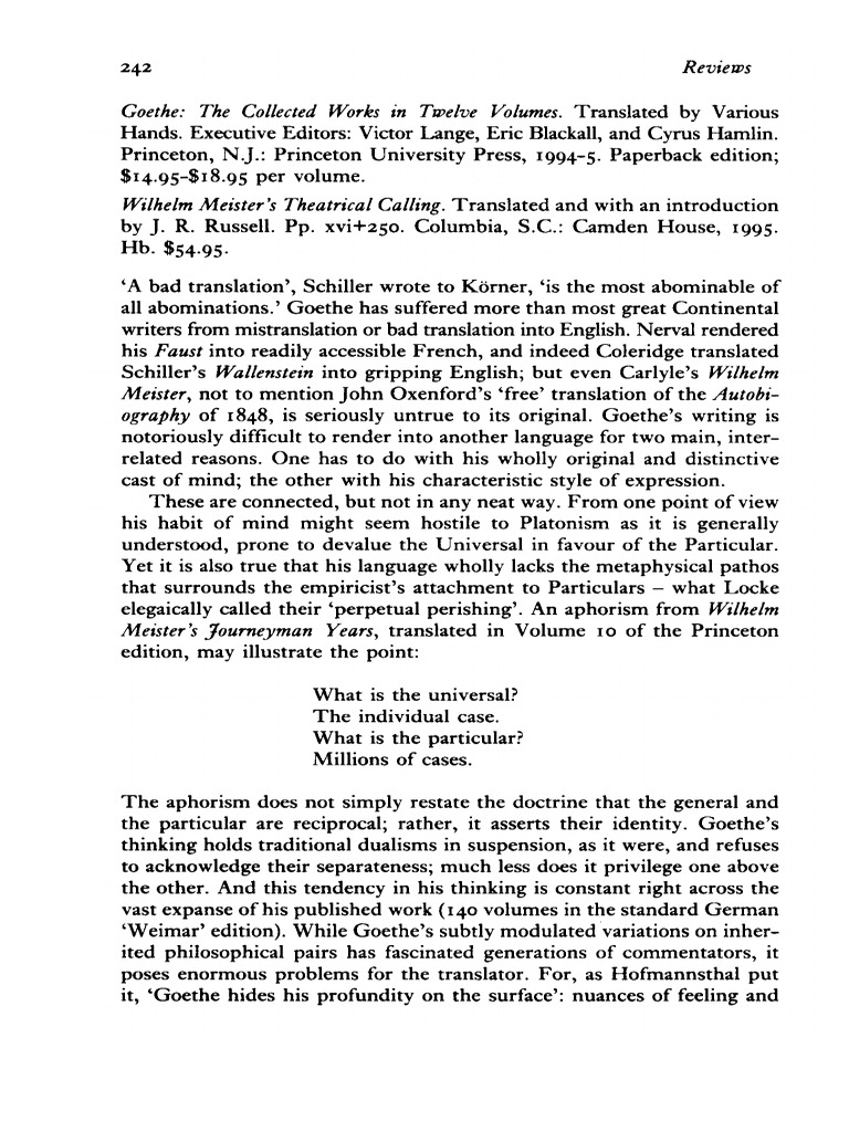 Stephenson 2011 Goethe The Collected Works in Twelve Volumes Translated ...