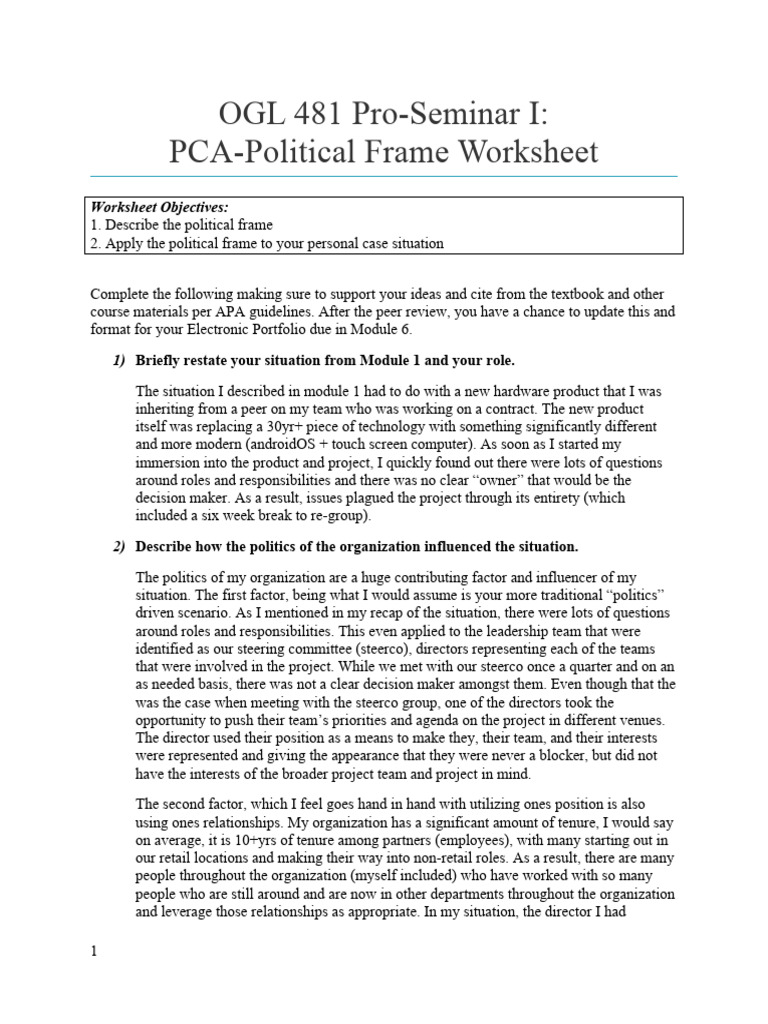 m4 Political Frame Pca - VM | PDF | Behavior | Social Psychology