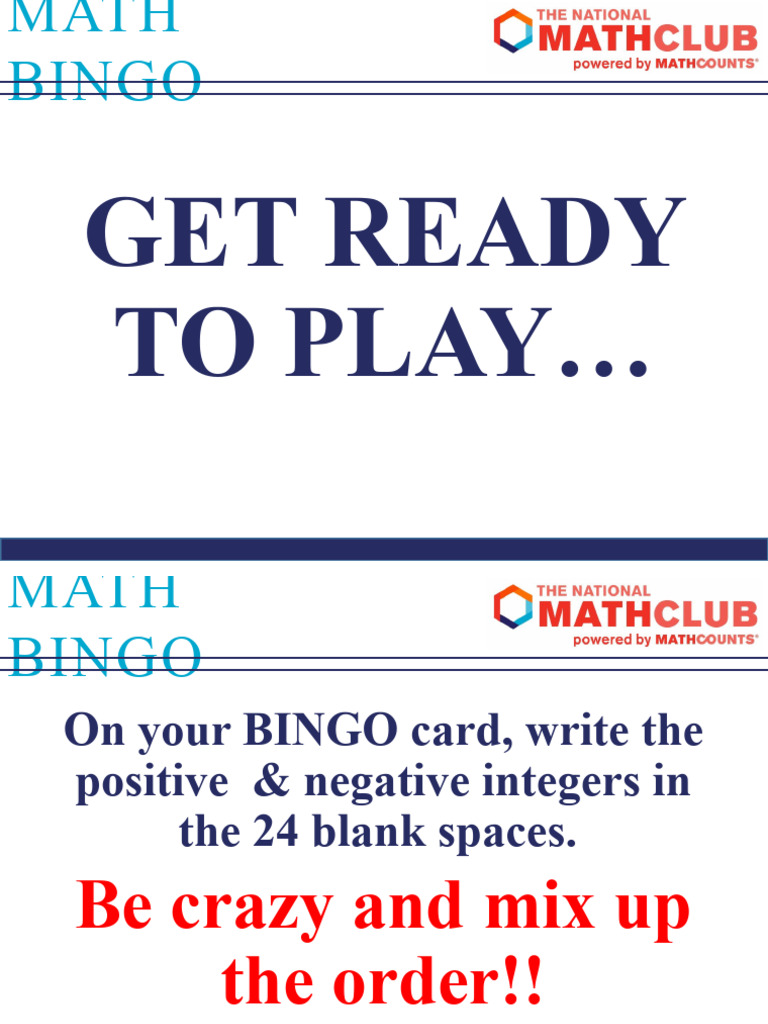 Fun Math Bingo Game Instructions | PDF | Sports & Recreation | Home ...