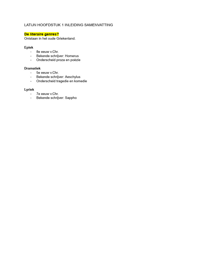 Latijn Hoofdstuk 1 Samenvatting | PDF
