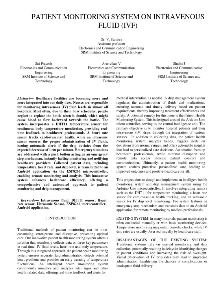 Monitoring system on intravenous fluid (IVF) | PDF | Intravenous ...