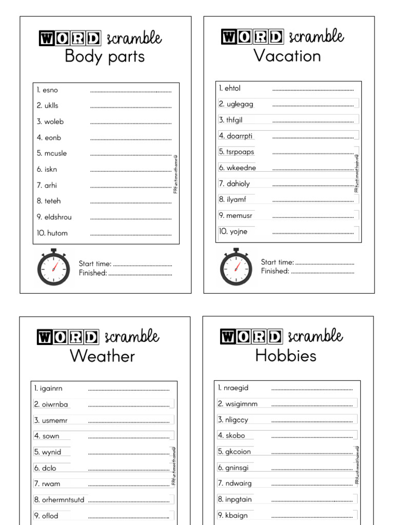 ENGLISH Word Scramble | PDF