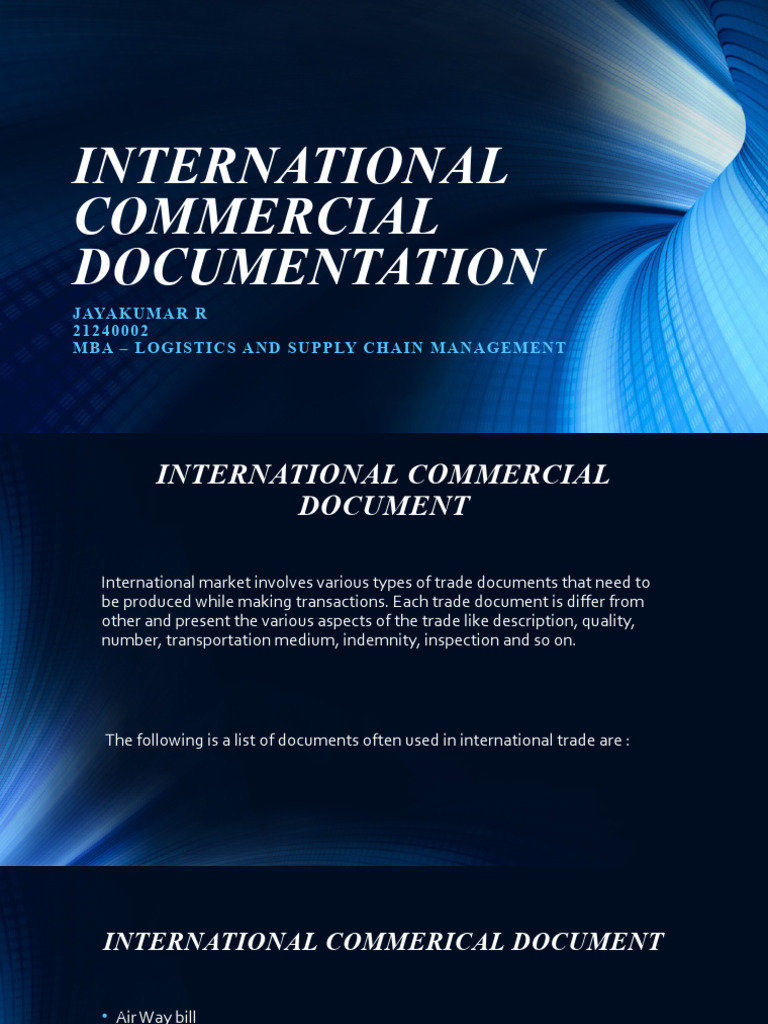 International Commercial Documentation by Jayakumar Unit 5 | PDF | Bill ...