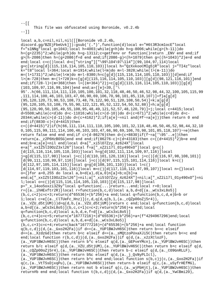 Boronide v0.2.4b Obfuscation Script | PDF