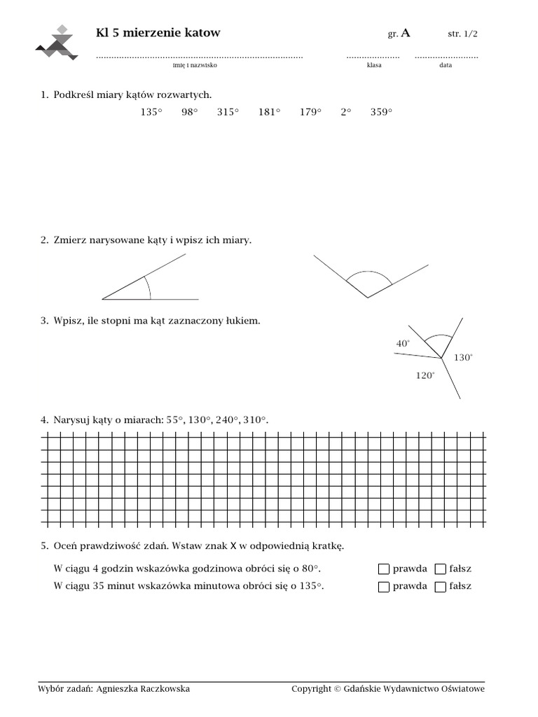 4. klasowka - mierzenie katow | PDF