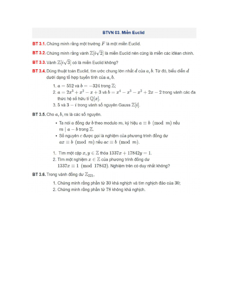 BTVN 03. Miền Euclid | PDF