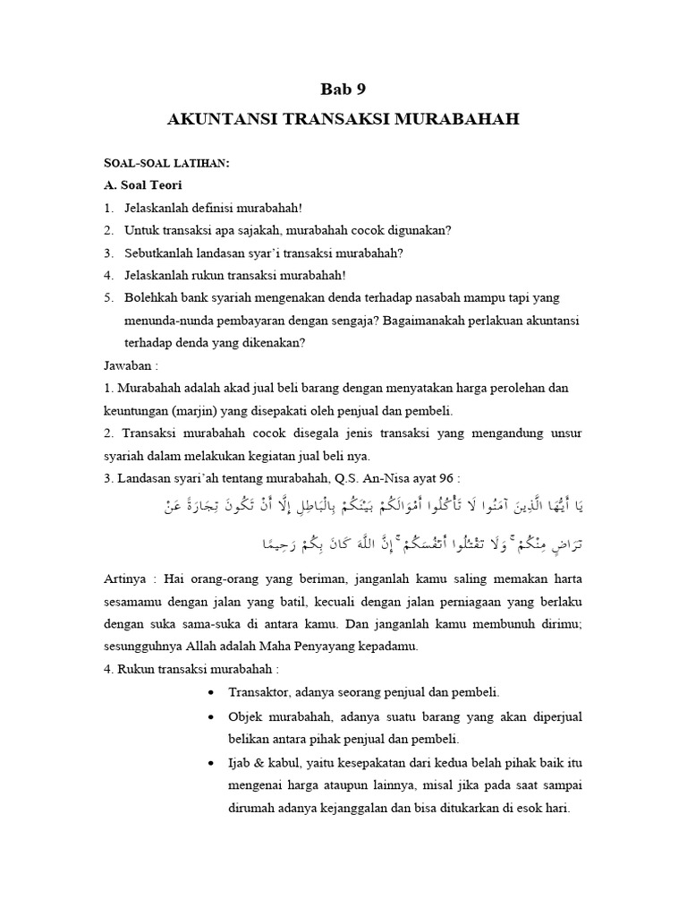 Bab 9 - Akuntansi Transaksi Murabahah | PDF