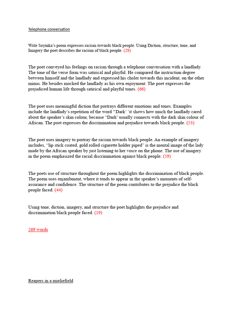 Telephone Conversation | PDF | Poetry | Prejudices