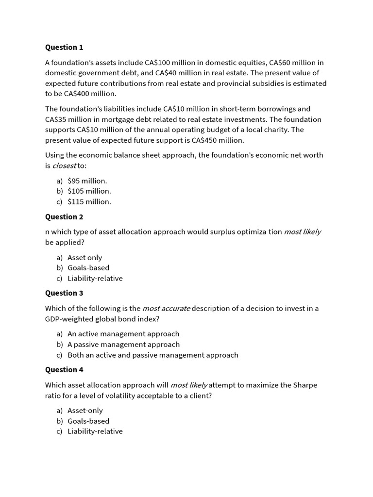 LM3 Overview of Asset Allocation | PDF | Asset Allocation | Equity ...