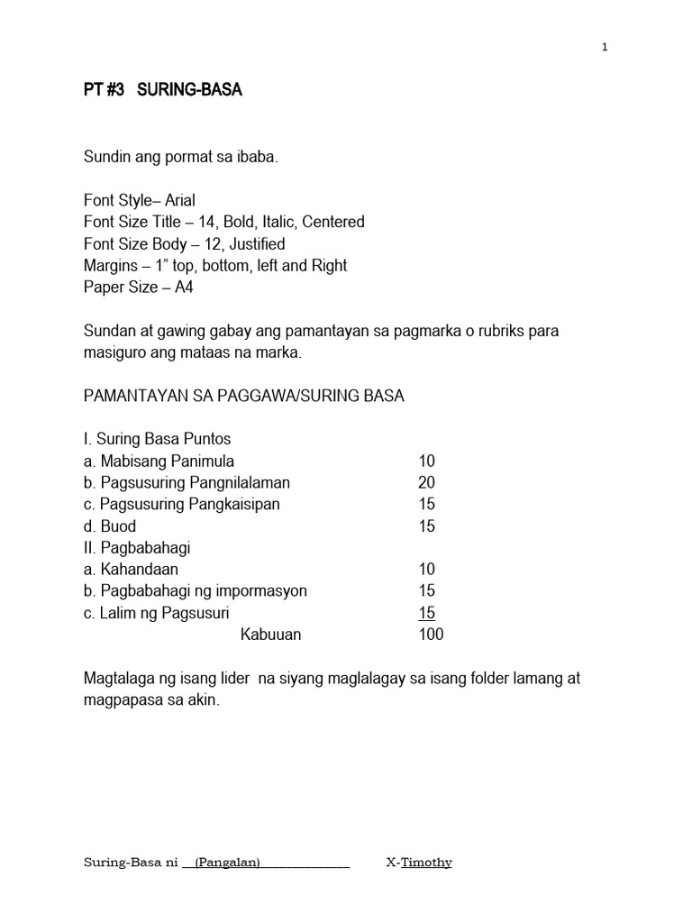 Suring Basa Template | PDF