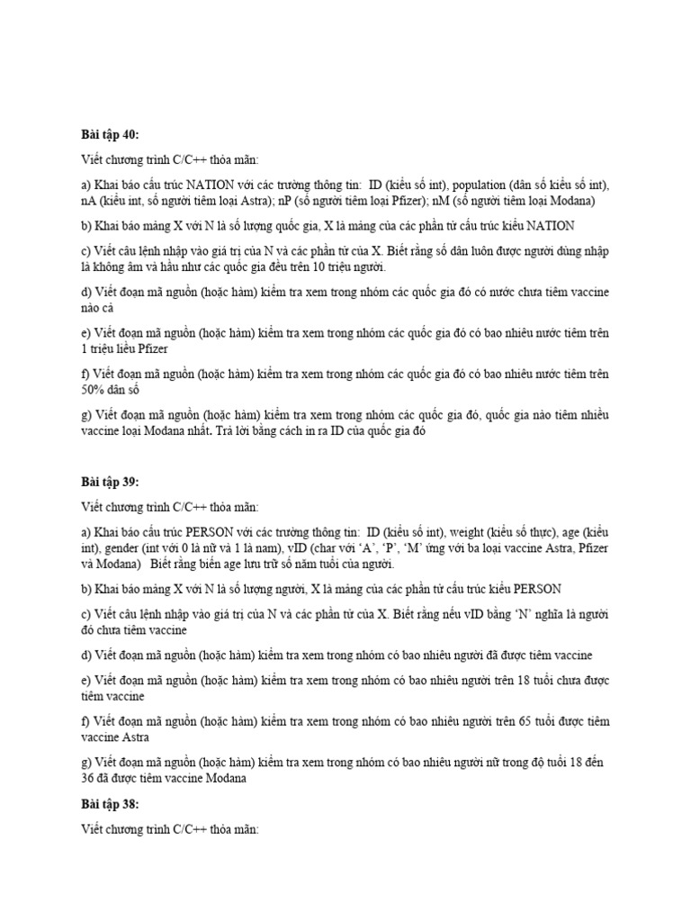 01 Bài tập KTLT C - Cpp | PDF