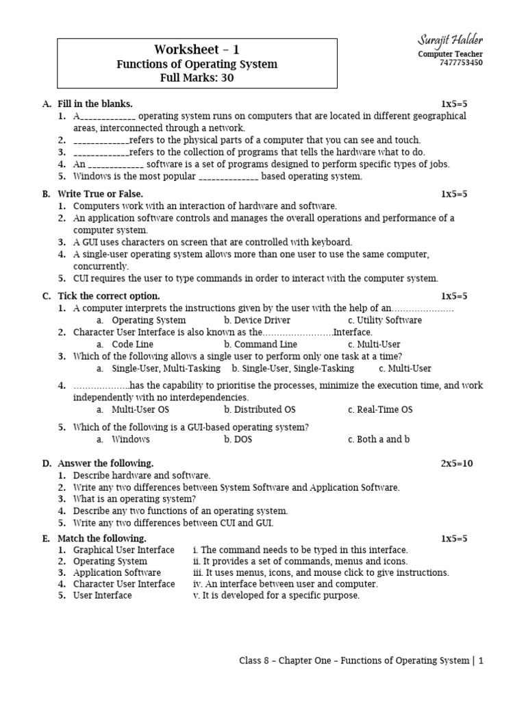 Class 8 Ch1 Exam | PDF | Operating System | Graphical User Interfaces