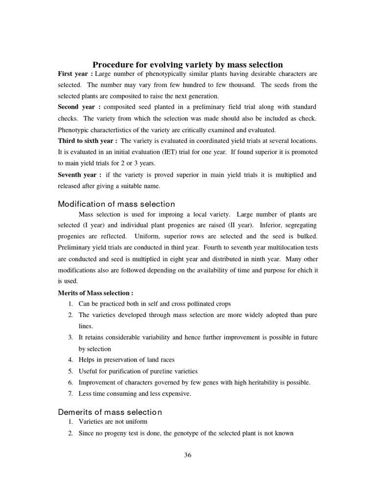 09 Mass Selection & Pureline Selection | Download Free PDF | Zygosity ...