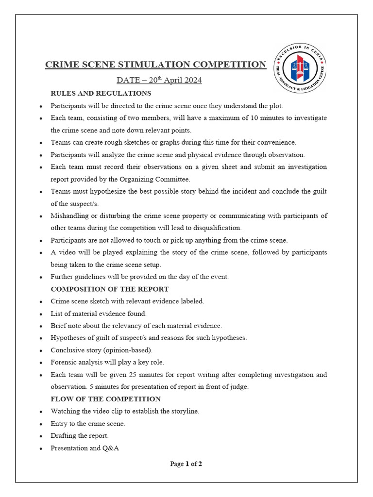 Crime Scene Simulation - Rules Regulations (0) | PDF Crime Scene Simulation - Rules Regulations (0) | PDF