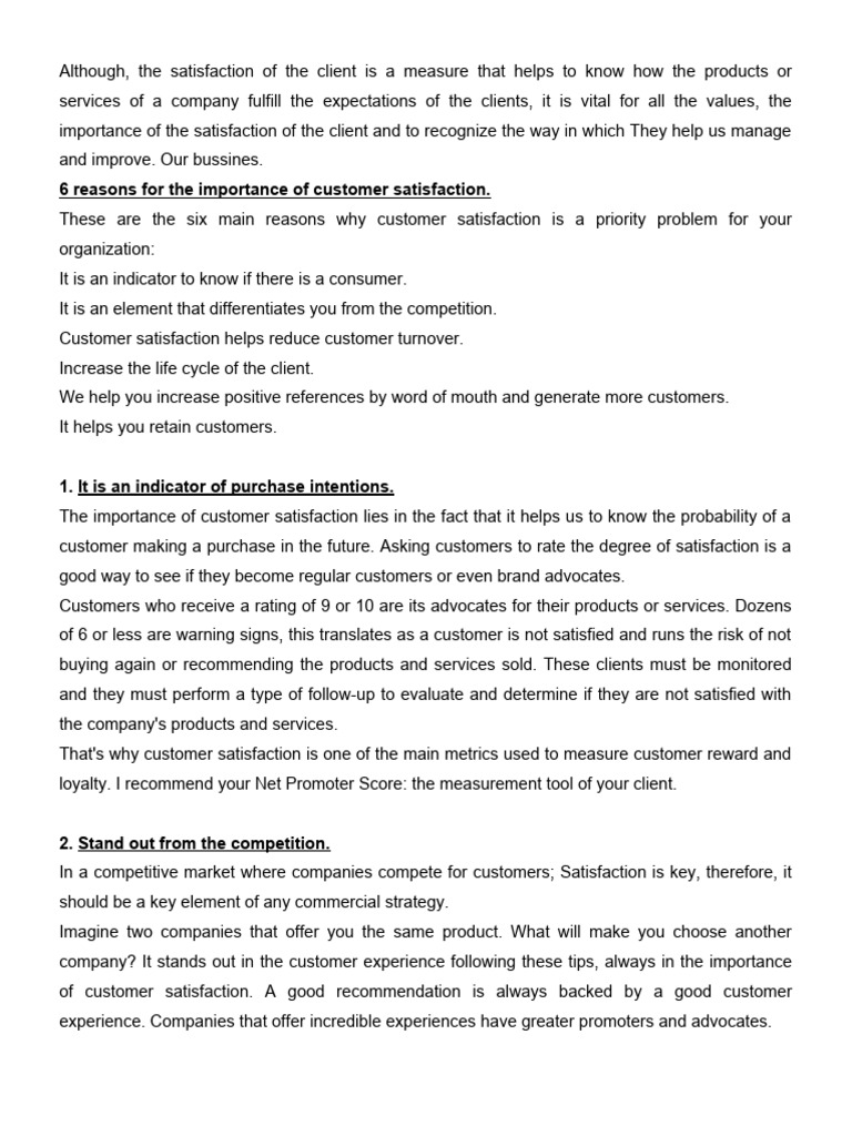 6 Reasons for the Importance of Customer Satisfaction. | PDF | Customer ... 6 Reasons for the Importance of Customer Satisfaction. | PDF | Customer ...