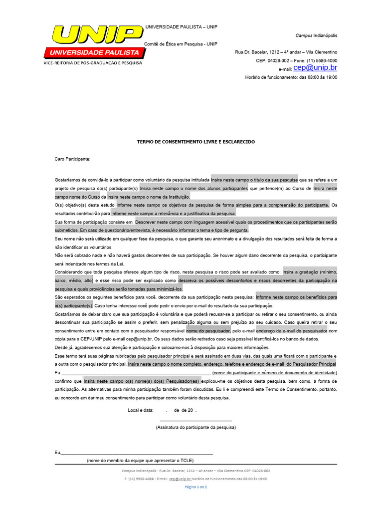 formulario_termo_de_consentimento_TCLE | PDF