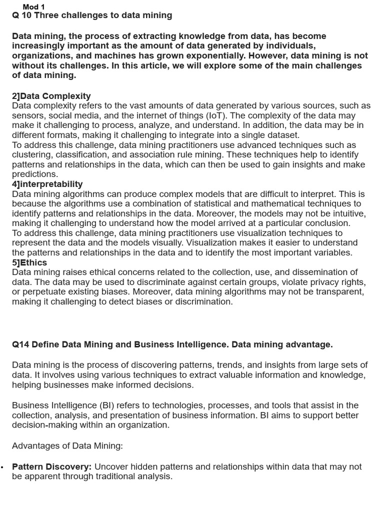 DMBI Theory | PDF | Cluster Analysis | Data Analysis