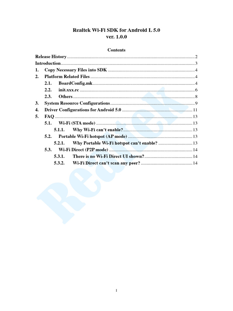 Realtek Wi-Fi SDK For Android L 5.0 | PDF | Device Driver | Wi Fi