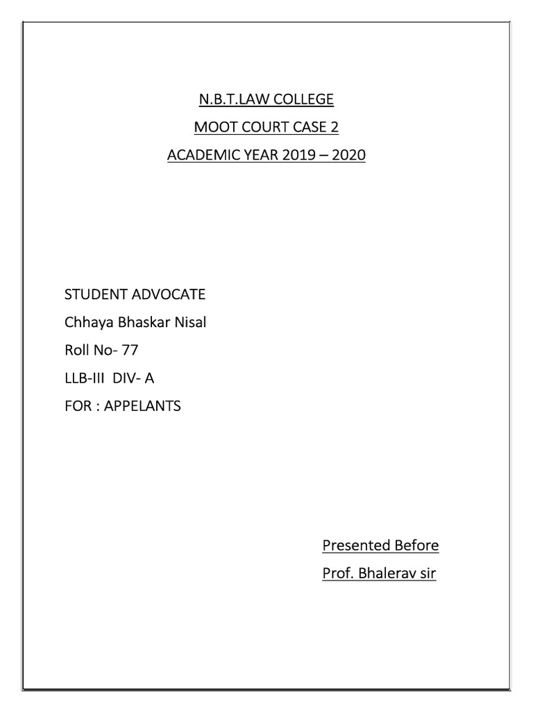 Moot Court Case No - 2 | PDF | Appeal | Acquittal