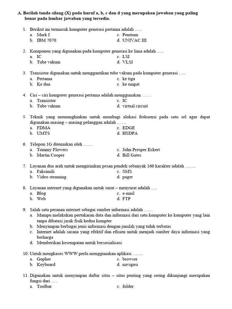 Soal TIK Kelas 8 2023 | PDF