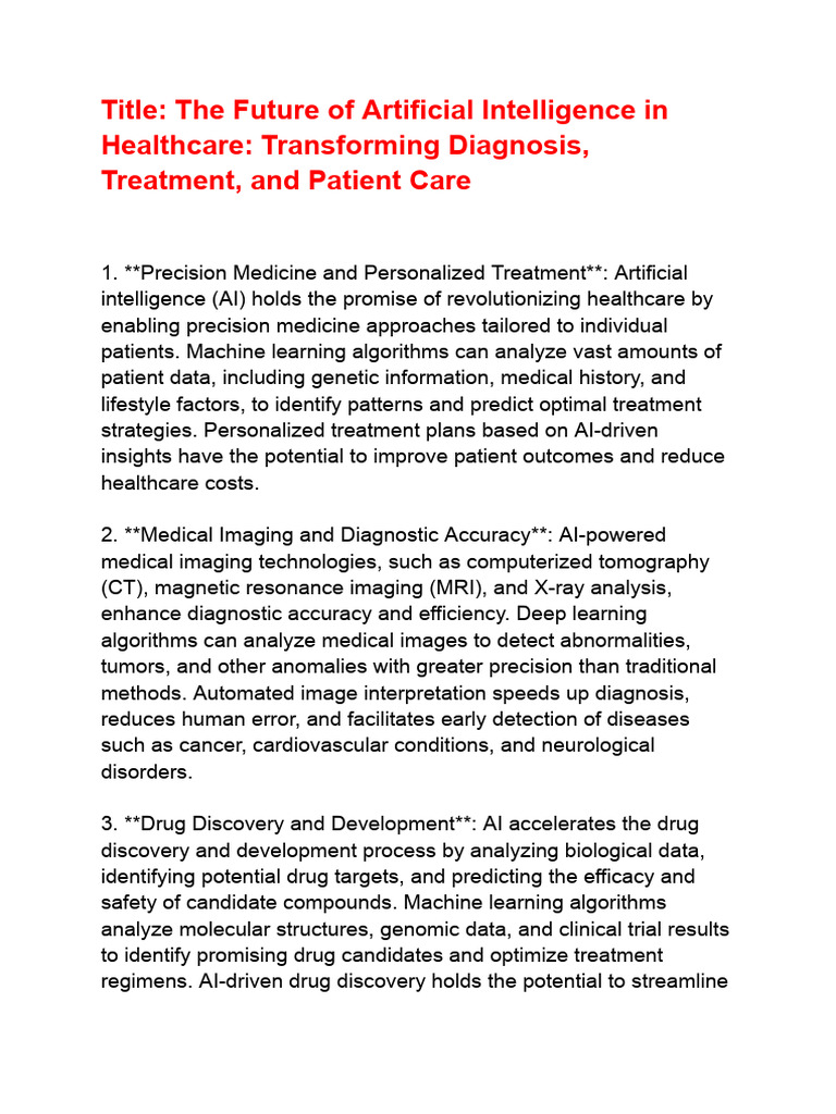 AI's Impact on Future Healthcare Solutions | PDF | Personalized ...