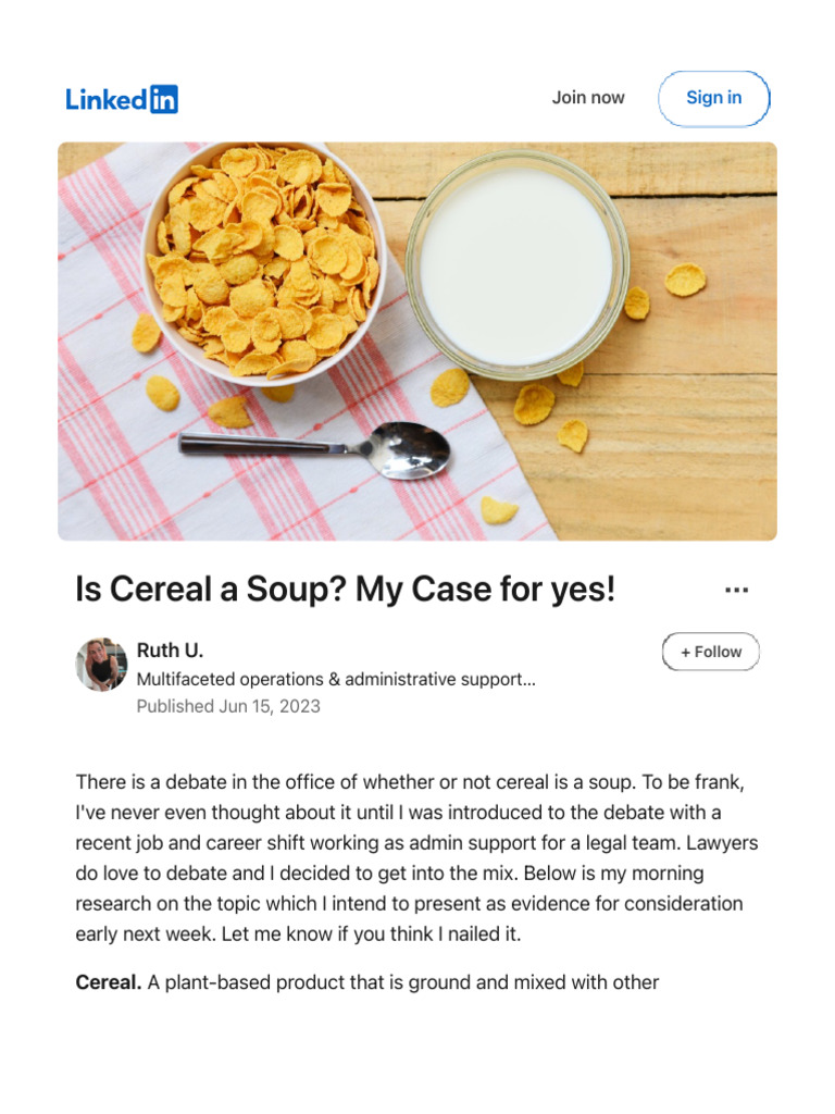 Is Cereal A Soup? My Case For Yes! | PDF | Soup | Cooking