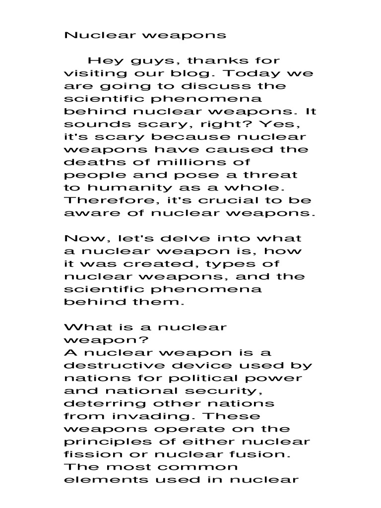 Nuclear Weapons and Its History | PDF | Nuclear Fission | Nuclear Weapons