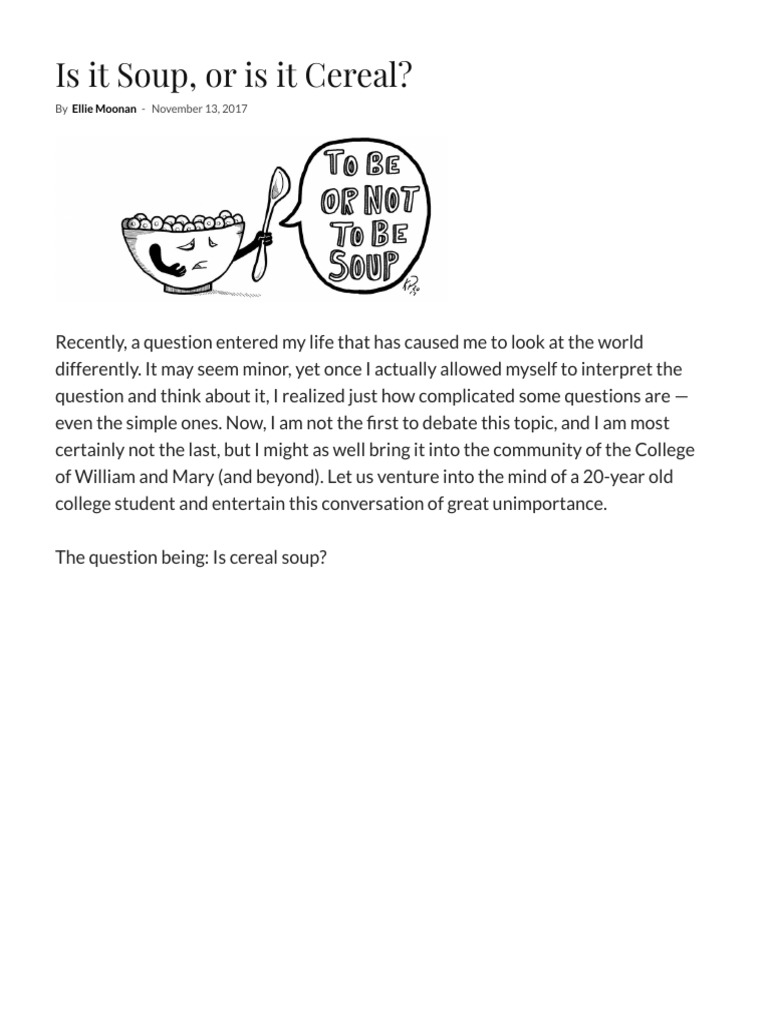 Is It Soup, or Is It Cereal? - Flat Hat News | PDF | Soup | Cereals