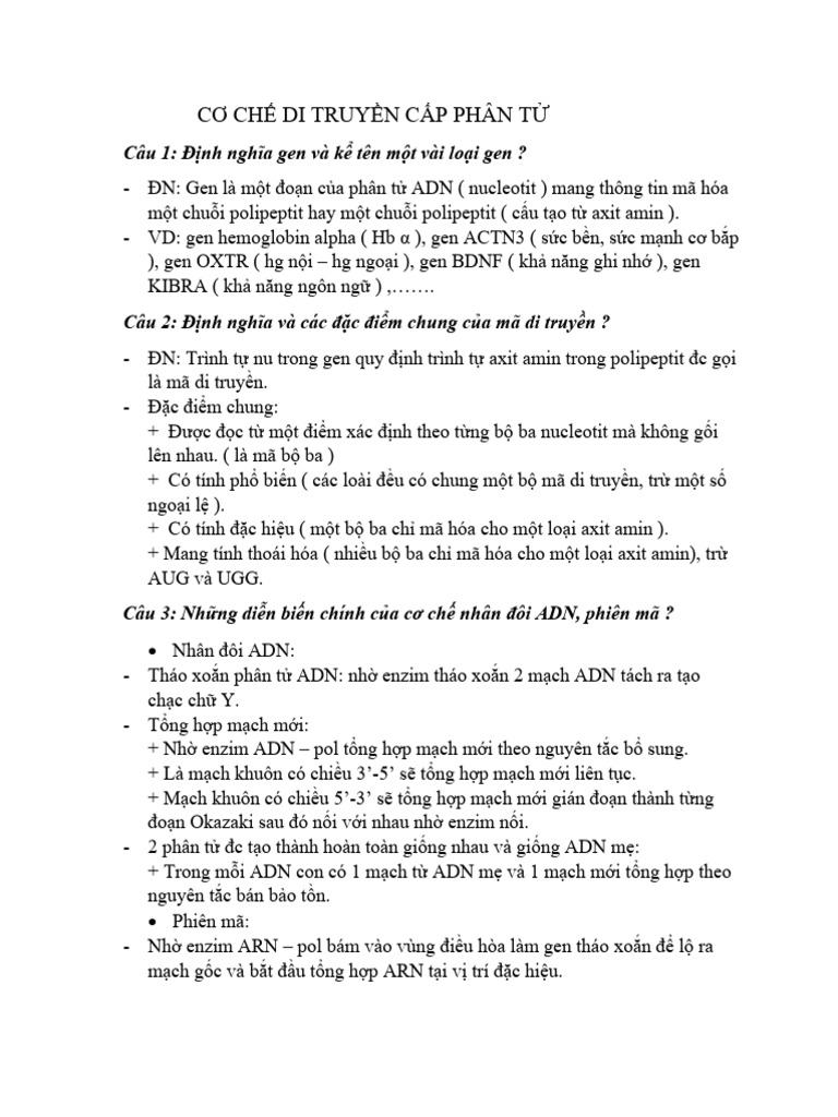 ĐỀ CƯƠNG SINH GKI | PDF