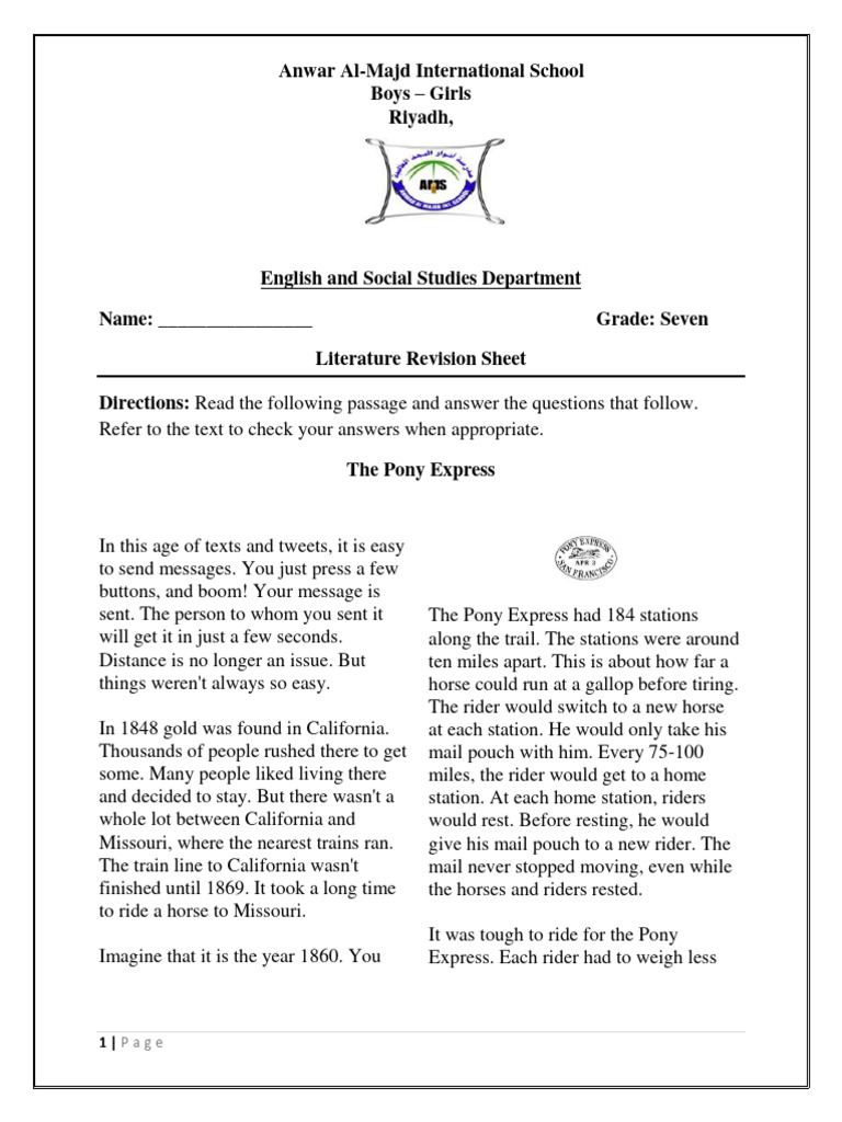Pony Express Overview and Activities | PDF | Pony Express