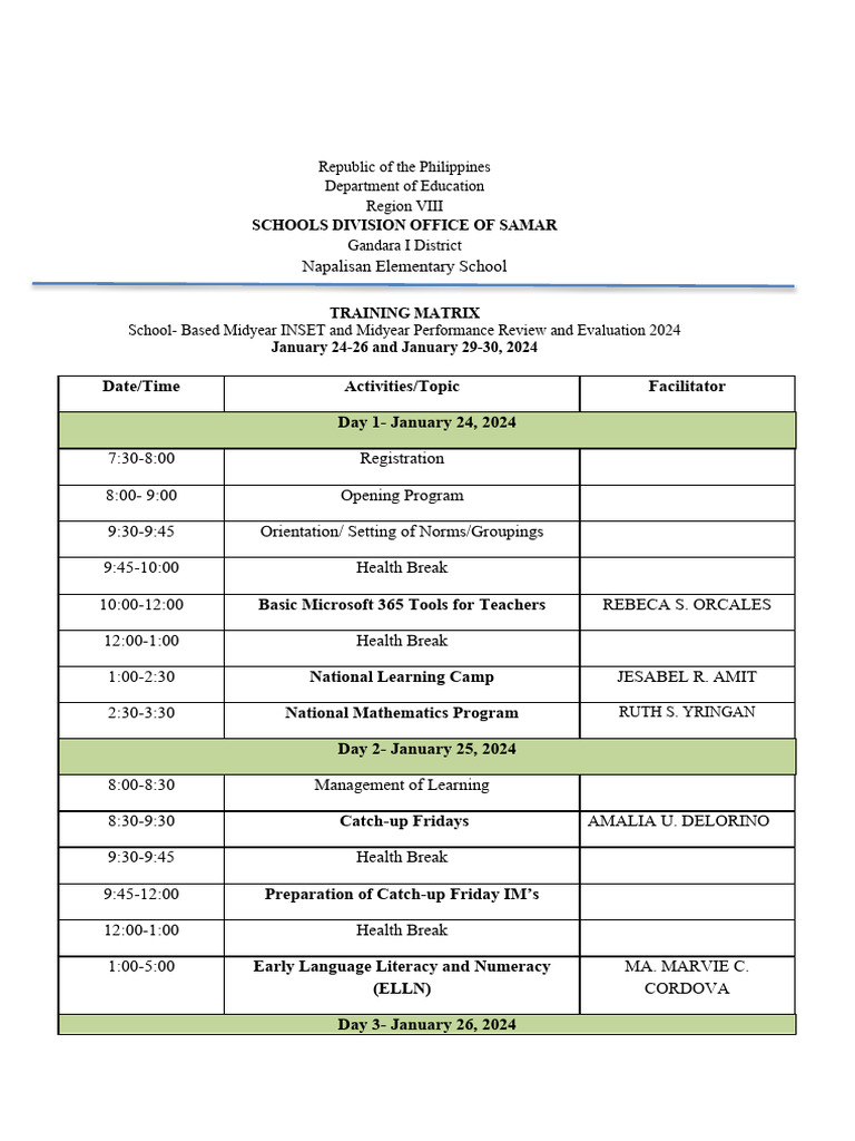 Training Matrix | PDF