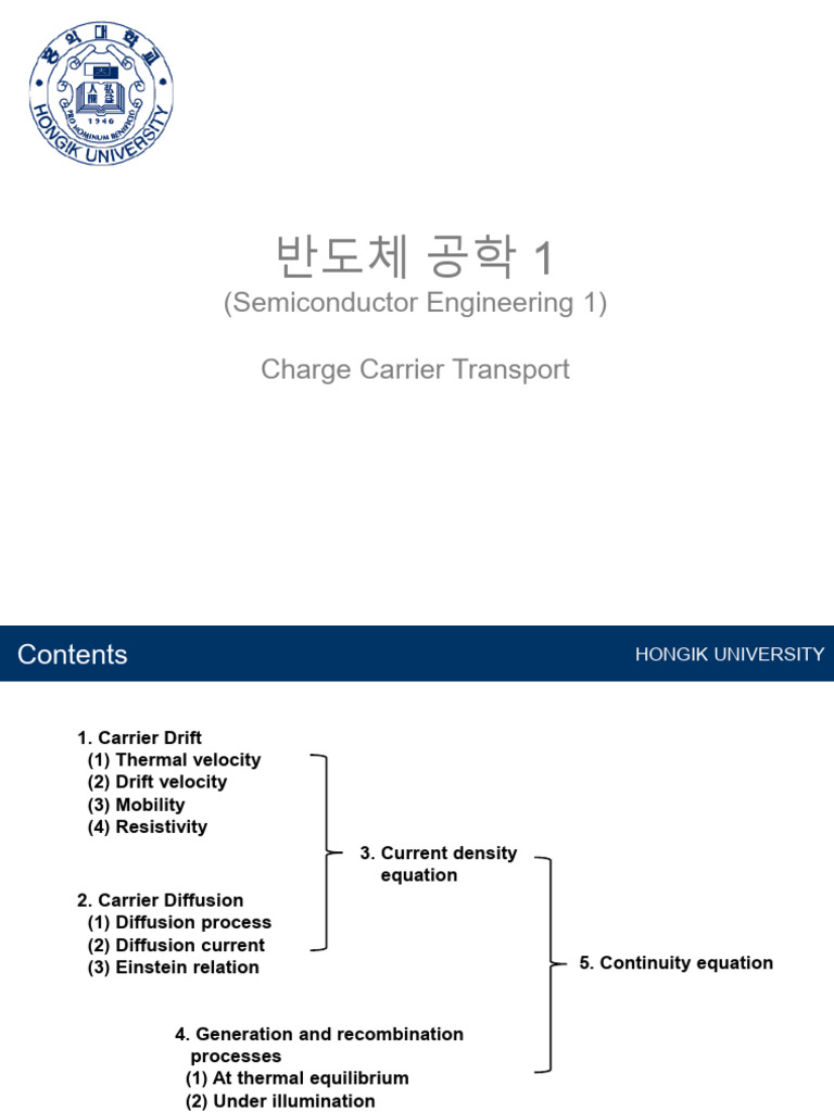 W3_SE1_Charge Carrier Transport | PDF | Semiconductors | Electrical ...