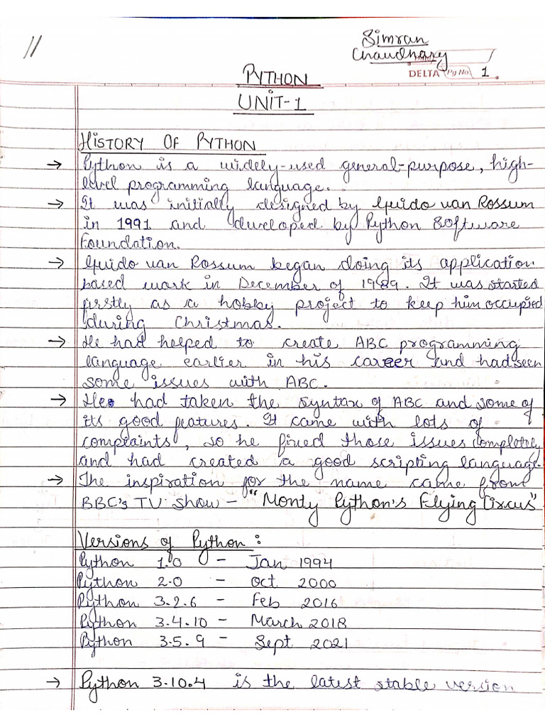 Python Unit 1 | PDF Python Unit 1 | PDF