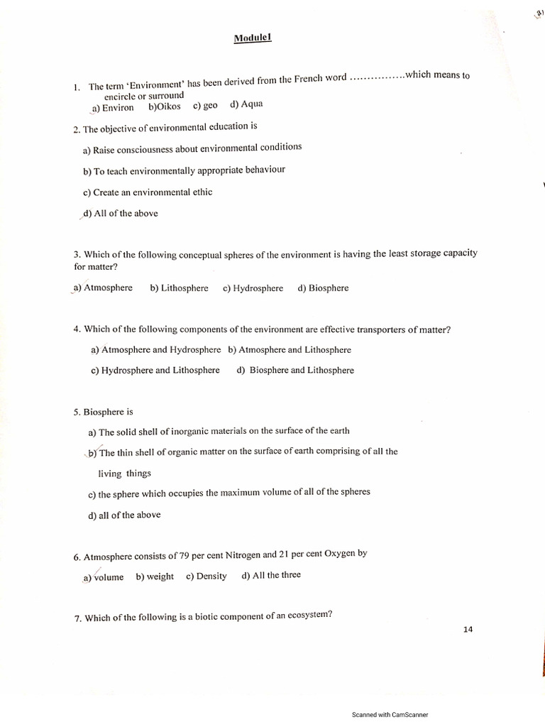 EVS Module 1 Question Bank | PDF