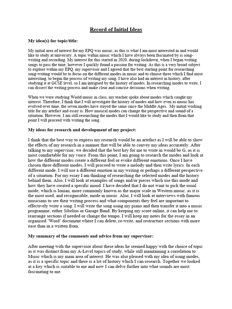 Record of Initial Ideas - Georgina Wood | PDF | Mode (Music)