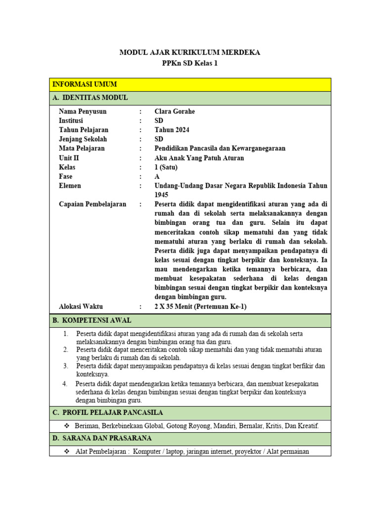 Modul Ajar Kurikulum Merdeka Kelas 3 Pdf