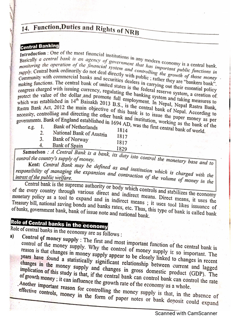 NRB, Central Bank, Roles... | PDF