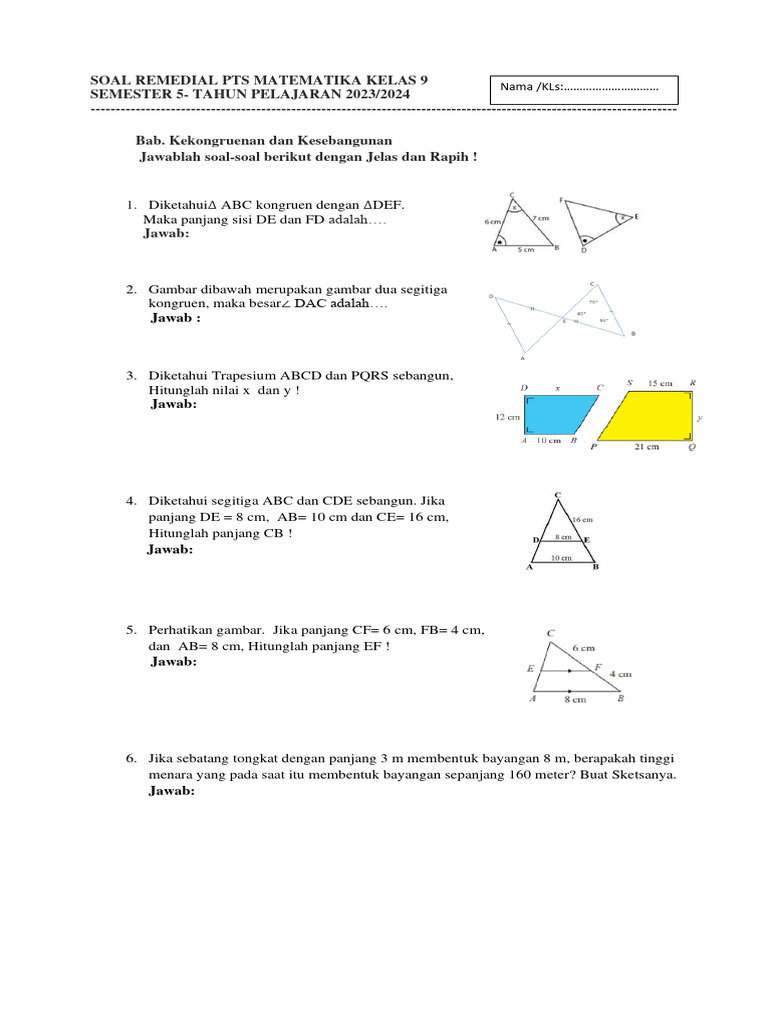 Soal Remedial PTS Genap 2024 | PDF