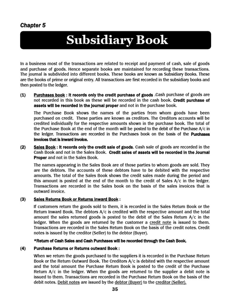 05 Subsidiary Book | PDF | Debits And Credits | Financial Services
