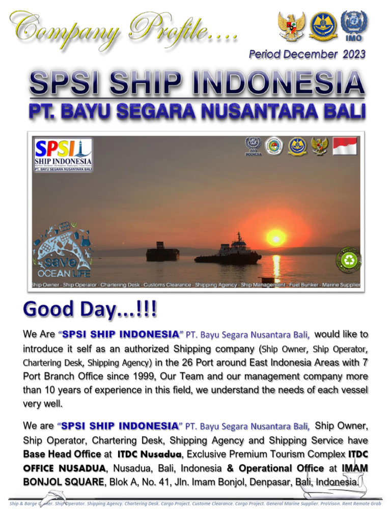 Company Profile Spsi Ship Indonesia. January 2024 | PDF | Port | Cargo