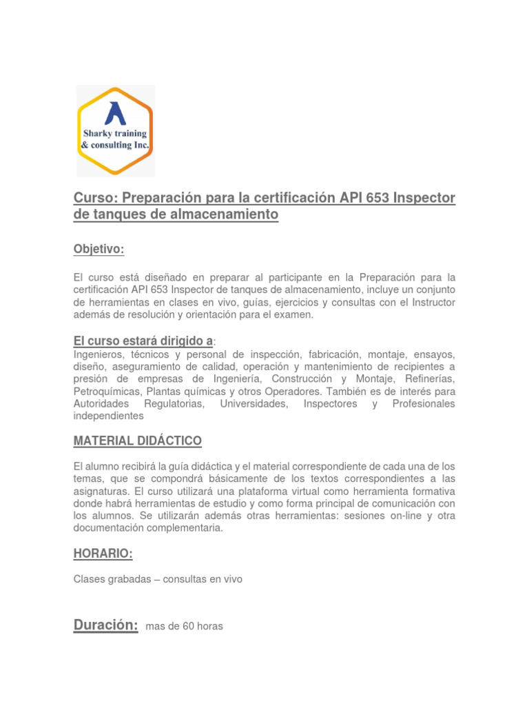 Curso Certificación API 653 Tanques | PDF | Soldadura | Construcción