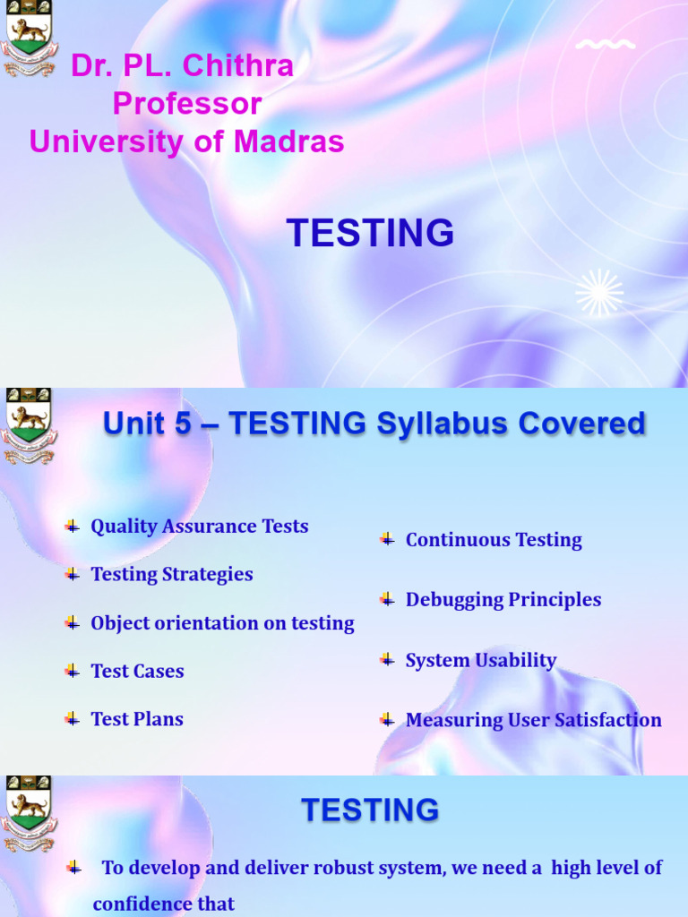 Unit 5 -Testing ooad | PDF | Software Testing | Software Bug Unit 5 -Testing ooad | PDF | Software Testing | Software Bug