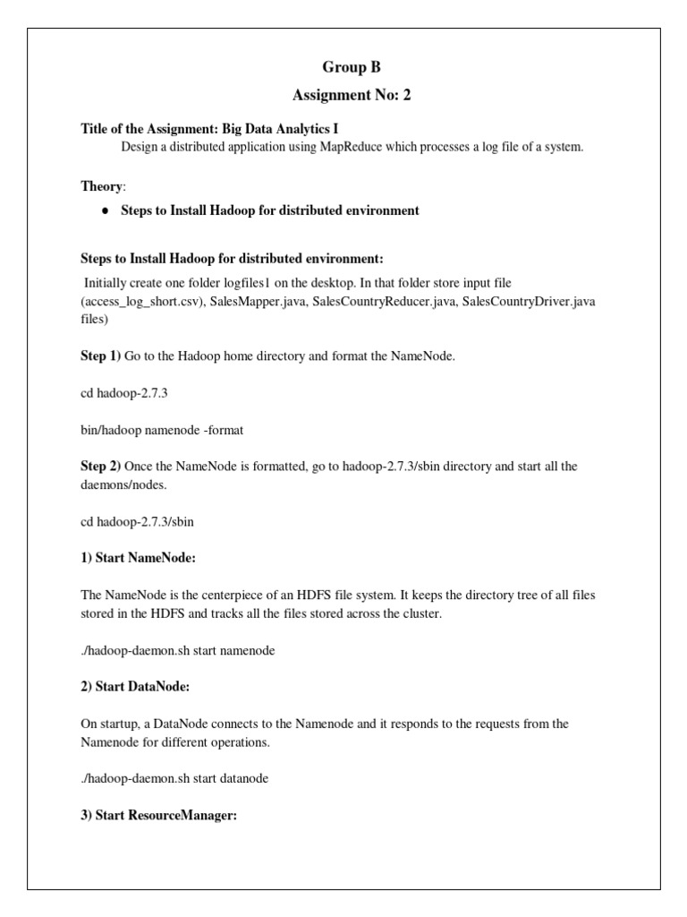 Dsbda Lab Assignment No B 2 Pdf Apache Hadoop Distributed Computing