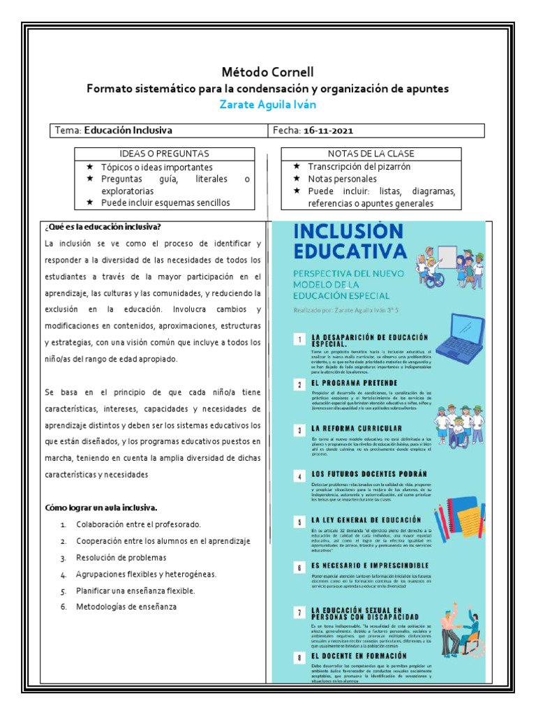 Método Cornell Ivan ZA | PDF | Inclusión (Educación) | Enseñando