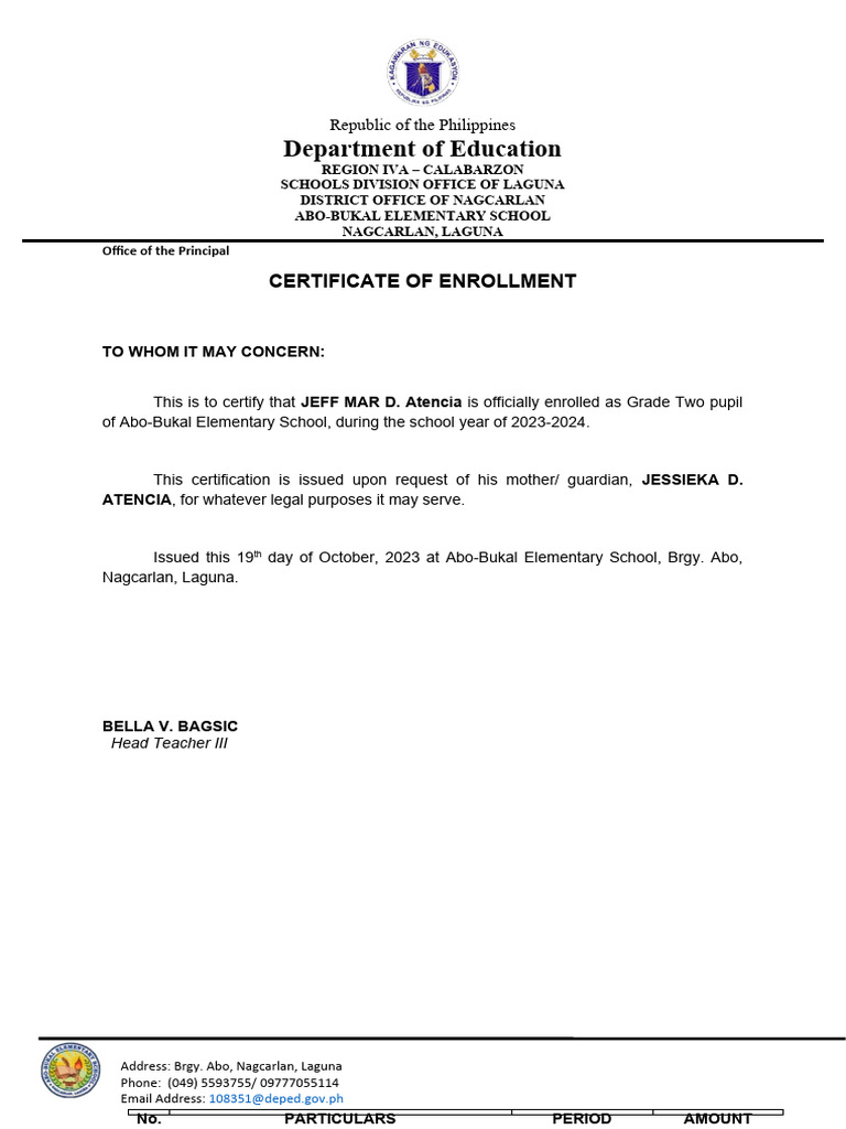 Certificate of Enrollment | PDF