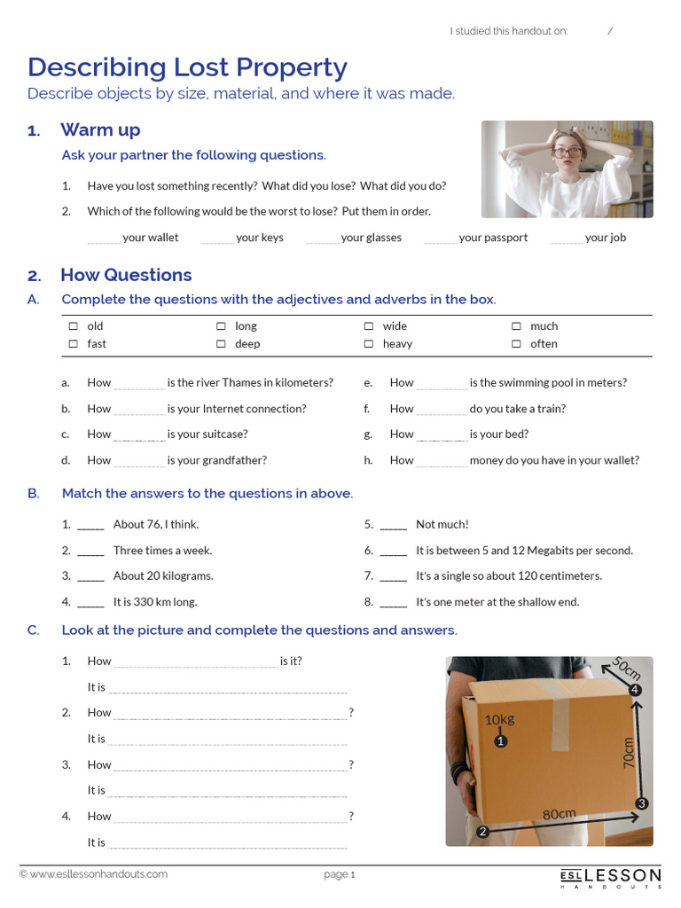 Describing Lost Property in English | PDF | Adverb | Adjective