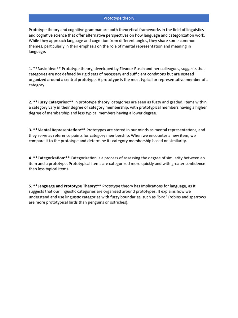 Understanding Prototype Theory in Linguistics | PDF | Philosophy ...