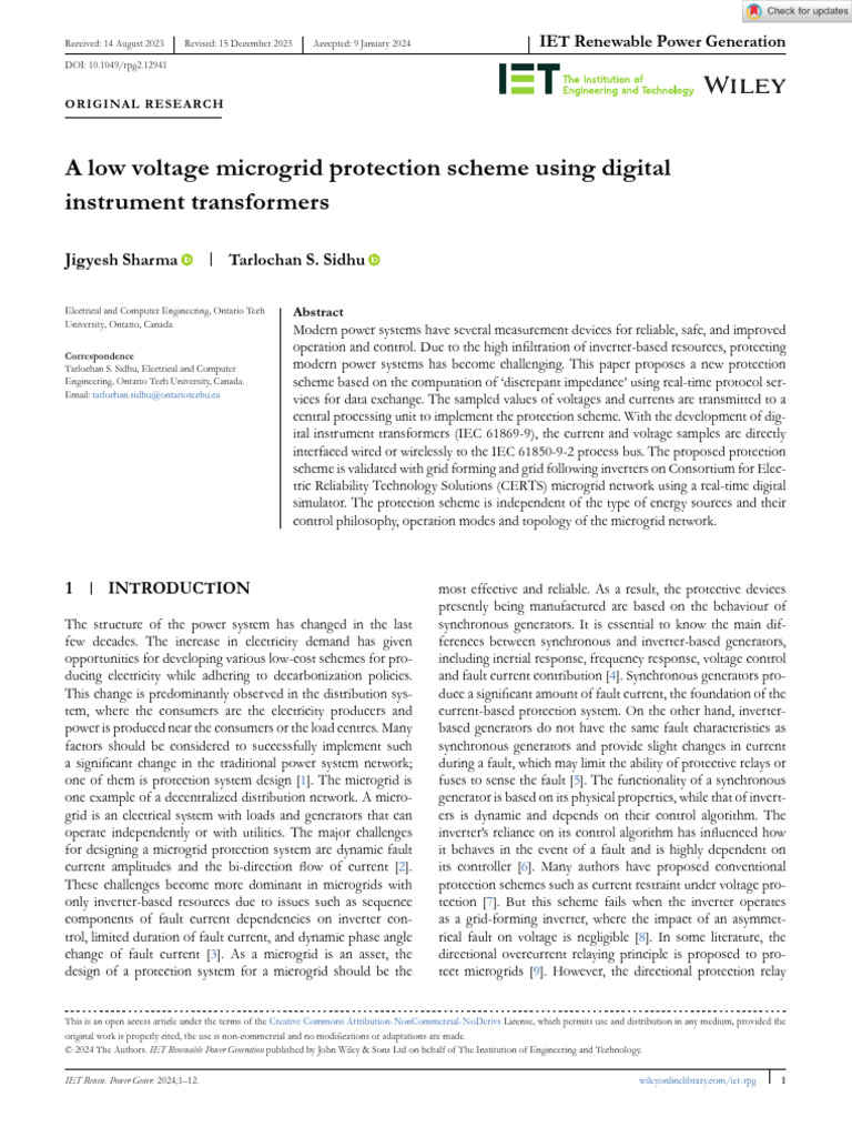 IET Renewable Power Gen - 2024 - Sharma - A Low Voltage Microgrid Protection Scheme Using ...