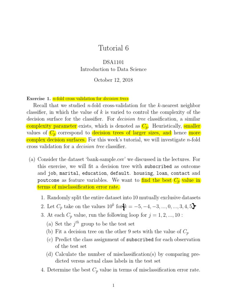 Tutorial6 | PDF | Cross Validation (Statistics) | Applied Mathematics