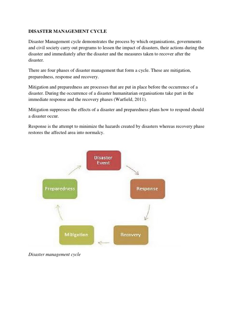 Disaster Management Cycle Assignment | PDF | Emergency Management | Rain